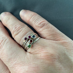 Stackable Birthstone Rings, Stackable Gemstone Rings, Birthstone Rings, Thin Silver Stackable ...
