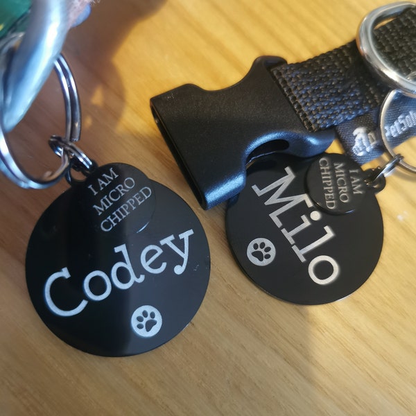 Microchipped Dog Tag, Microchip Dog Tag, Personalized Dog Tag, Engraved ...