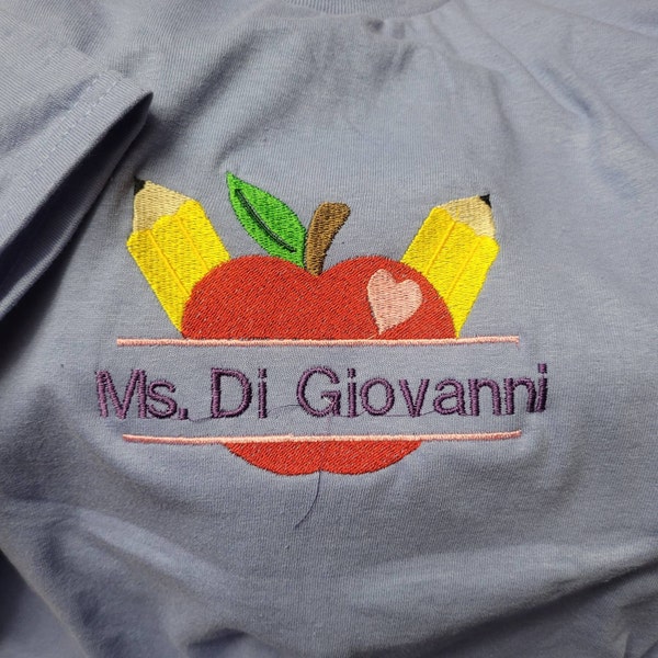 APPLE FOR TEACHER Monogram Split Frame Machine Embroidery Design Filled ...