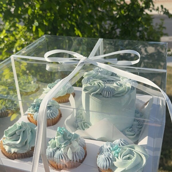 10 Sets Clear Bakery Boxes With Handles.4 Holes or 6 Holes Box for ...