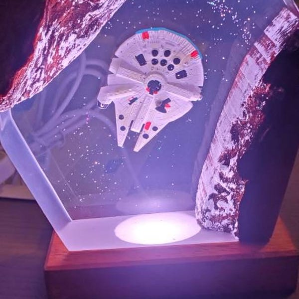 Space Galaxy Lamp Made of Resin and Wood, Space Night Lights, Epoxy ...