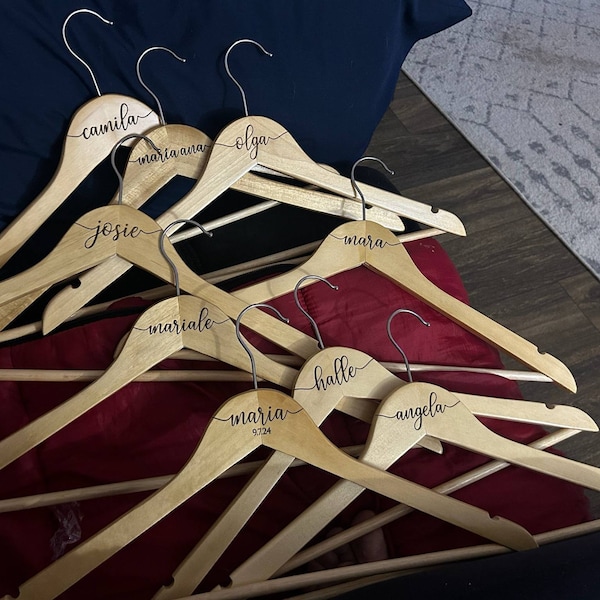Personalized Bridesmaid Hangers, Wooden Engraved Hanger, Wedding Hanger ...