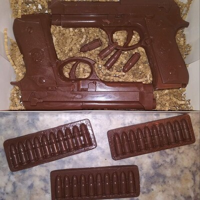 GUN MOLD, Gun & Bullets Chocolate Mold, Soap Mold, Hunter Theme Cake ...