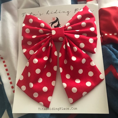 Minnie Mouse Hair Bow, Red Hair Bow, Polka Dots Bow, Hair Bows for ...
