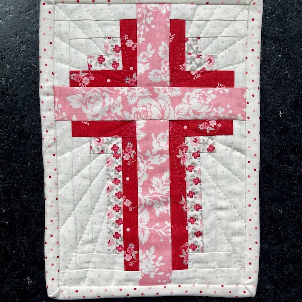 Log Cabin Cross Mug Rug Pattern - Etsy