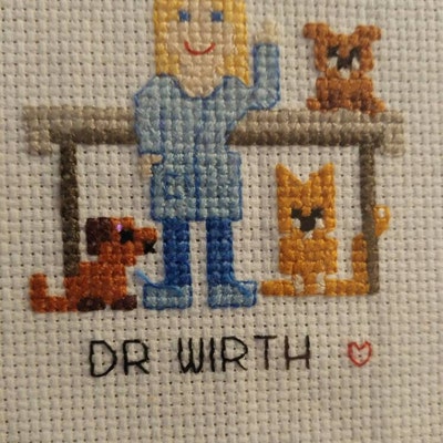 2 X Veterinarian Cross Stitch Pattern. Male and Female Veterinarian ...