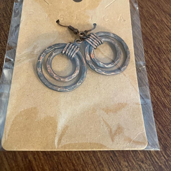 Rustic Handmade Copper Earrings With Hammered Rings. Small and ...