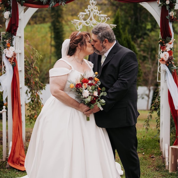 Bridal Bouquet With Burgundy and Rust Orange Flowers, Burgundy and ...