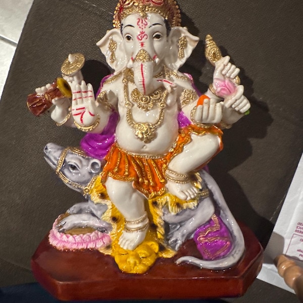 Hand-painted Lord Ganesha Metal Statue – Lucky Elephant God Idol for ...
