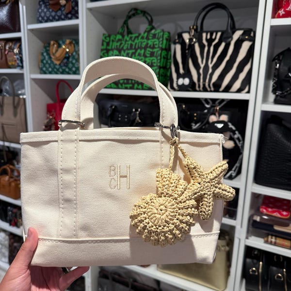 Seashell and Starfish Bag Charm - Marine Theme Keychain, Crochet Shell ...