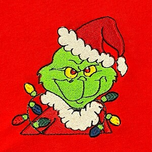 Grinch Line Art Embroidery Design Grinch Face Line Embroidery - Etsy