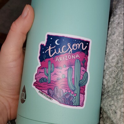 Vinyl Sticker Pink Tucson Weatherproof Decal Cactus Sticker for Water ...
