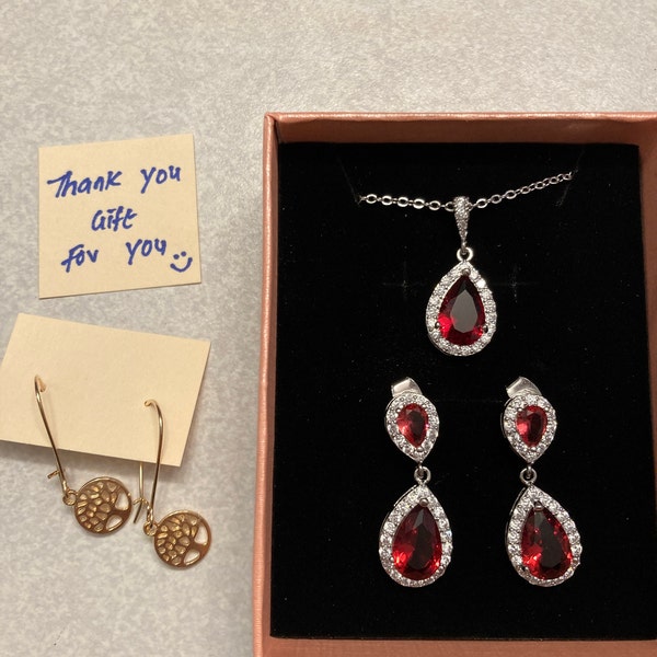 Red Ruby Jewelry Set Ruby Red Wedding Cubic Zirconia Set Red Ruby ...