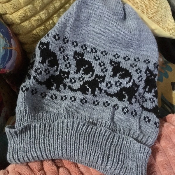 Gothic Pagan Pentagrams on a Slouchy Black Beanie Hat With or Without ...