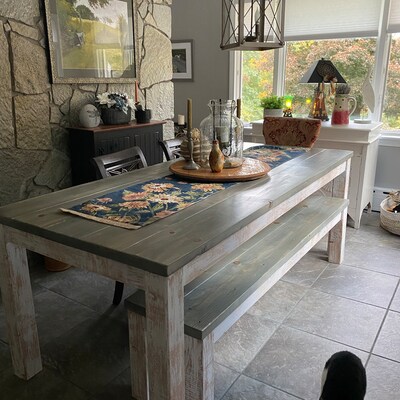 Large Farmhouse Table, Long Farmhouse Table, Kitchen Table, Rustic ...