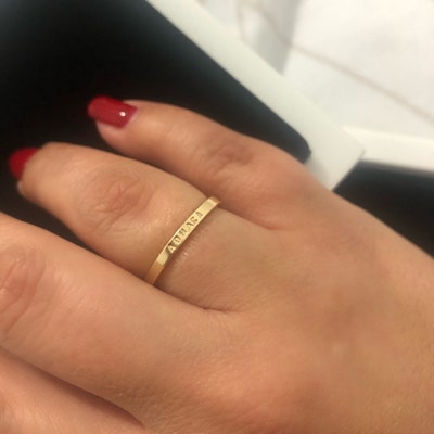 Engraved Gold Ring Personalized Gold Ring Solid 14k or 10k - Etsy