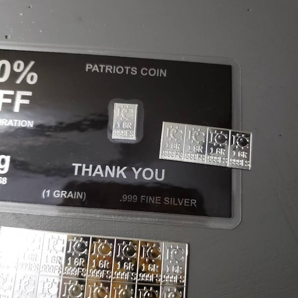 4 Pack of 3, 6, 12, and 24 Pure Silver Bars 1 Grain Each in Protective ...
