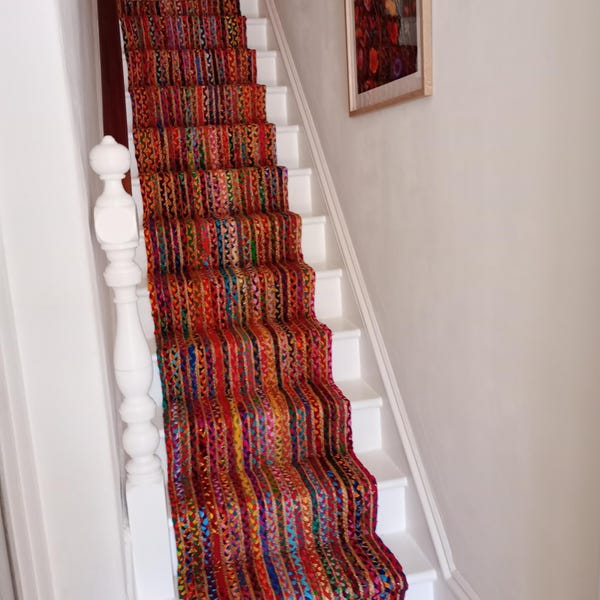 Multicolor Kilim Stair Runner | Vintage Aztec Motif Style | Handmade ...