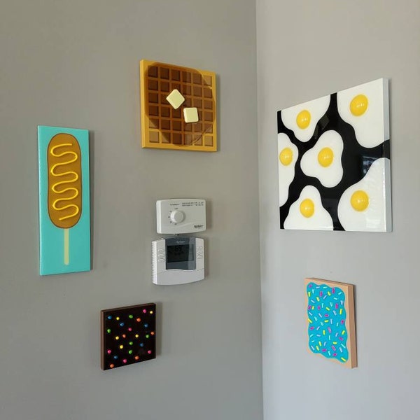 CORN DOG ART - Funky Food Art - Wall Decor - Quirky Wall Art - Faux ...