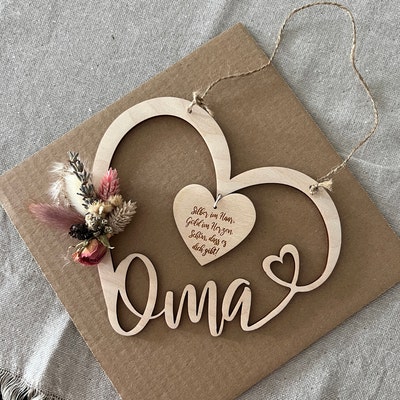 Wooden Sign With Dried Flower Wreath I Flowerhoop I Flower Ring 30 Cm I ...