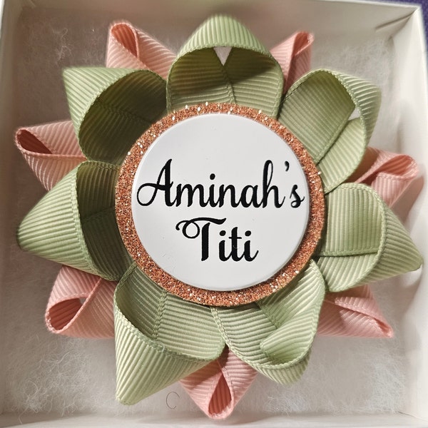 Auntie to Be Pin, Gift for New Auntie, Baby Shower Pins, Olive and Pink ...