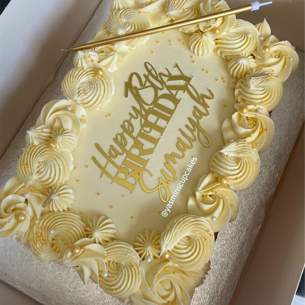 Sheet Cake Topper, Happy Birthday, Glitter Cardstock, Personalised ...