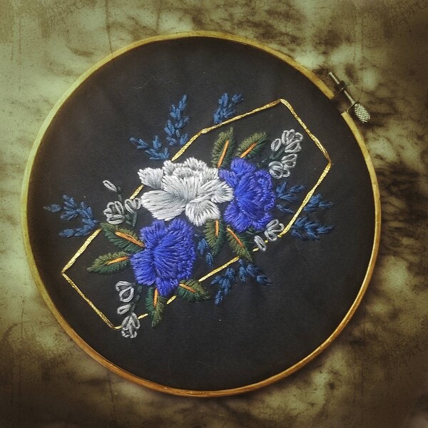 Gothic Rose Halloween Embroidery Pattern Duo. Beginner Embroidery ...