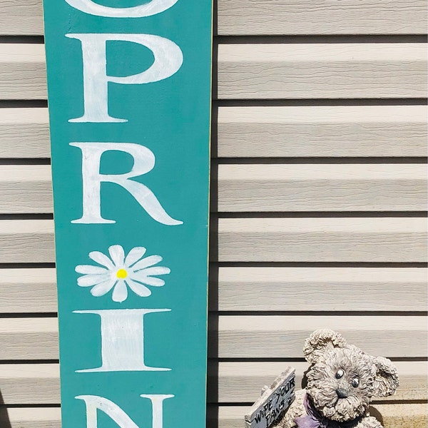 Wooden Spring Porch Sign| Rustic Welcome Sign | Farmhouse Welcome Sign ...