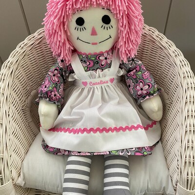 36 Inch Large Raggedy Ann Doll Traditional Blue Dress Handmade - Etsy