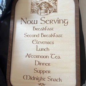 Second Breakfast Sign, Wood Engraved LOTR Kitchen Wall Decor. Okie ...