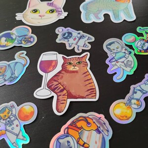 Neptune Cat Sticker Holographic Die Cut Sticker Planner Laptop Water ...