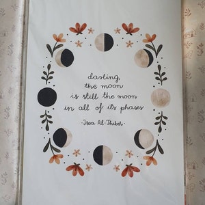 Phases of the Moon Art Print Moon Phases Poster Moon Quote Poster ...