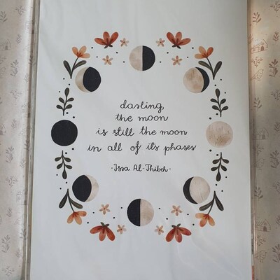 Phases of the Moon Art Print Moon Phases Poster Moon Quote Poster ...
