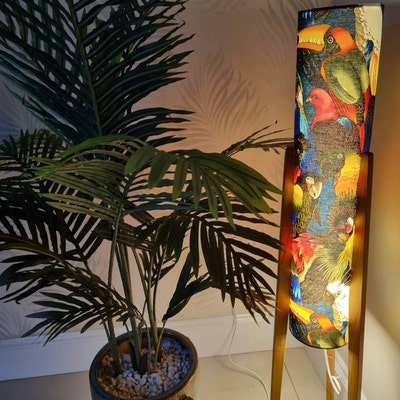 Tall Retro Mustard Rocket Floor Lamp Teak Legs - Etsy UK