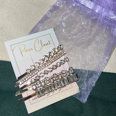 Rhinestone Crystal Bobby Pin 6pcs Set Gold Hair Bobby Pins, Black Hair ...