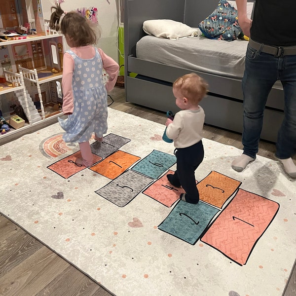 Kid's Playroom Rugs|children Numbers Learning|hopscotch Play Mat|unique ...