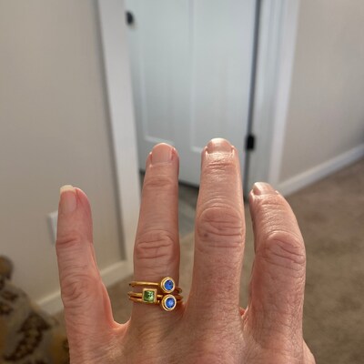 Stacking Gold Rings Gold Stack Ring Set With Initials and Birthstones ...