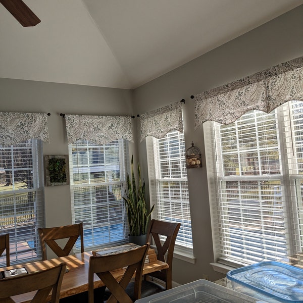 Paisley Valance Ecru Scalloped Valance Lined Window Valance Decorative ...