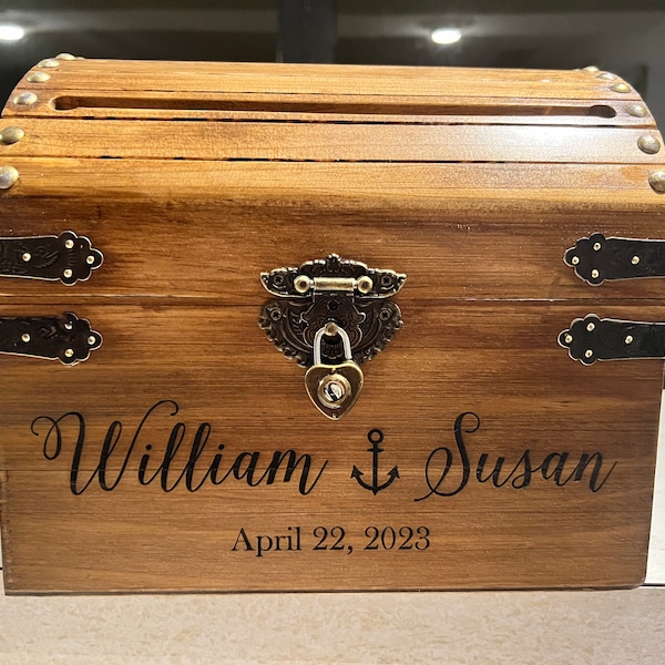 Beach Wedding Card Box With Slot, Nautical Theme Card Box, Destination ...