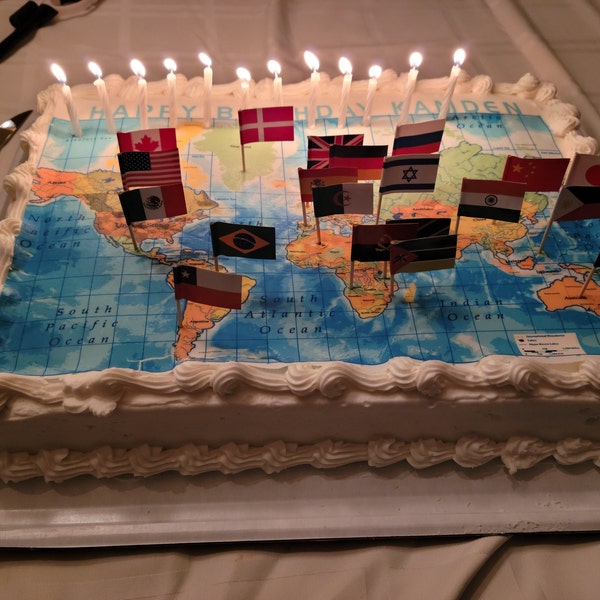 Detailed World Map - Edible Cake or Cupcake Topper - Etsy