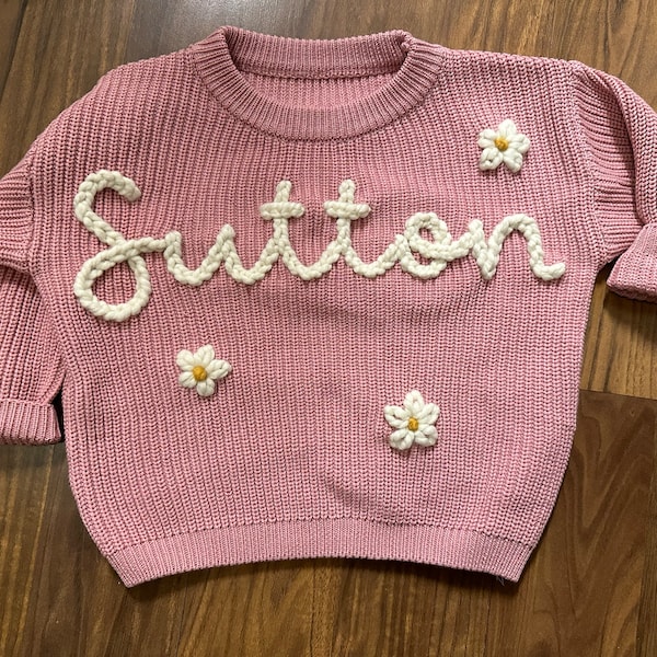 Hand Embroidered Custom Name Sweater - Etsy
