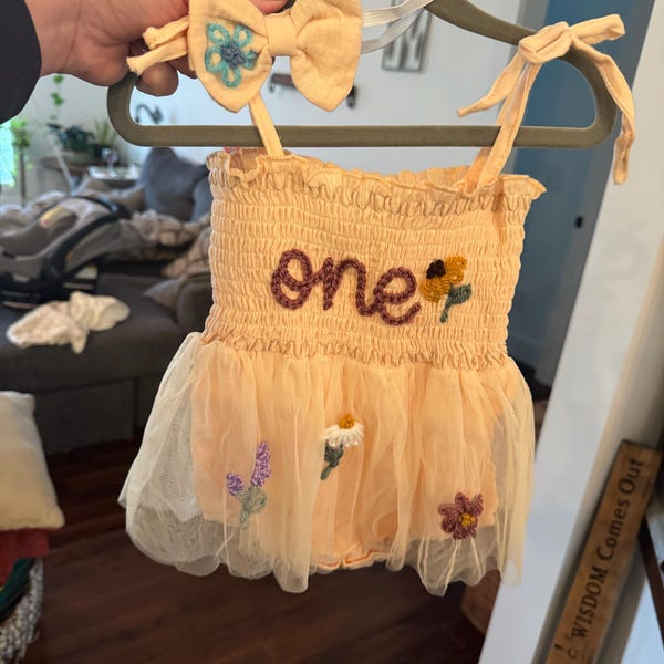 Custom Name Tutu, Hand Embroidered Baby Romper, Personalized Birthday ...