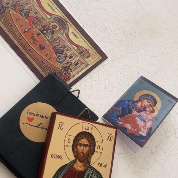 Small Jesus Icon: Orthodox Gift Magnet or Hanger, Gift Set Option - Etsy