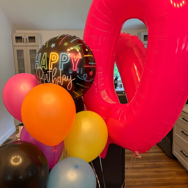 Neon Pink NUMBER Balloon | Neon Pink Giant Number Balloon | Fluorescent ...