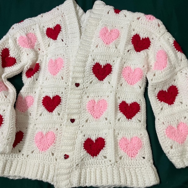 Heart Granny Square Cardigan Crochet Pattern (pattern Only) - Etsy