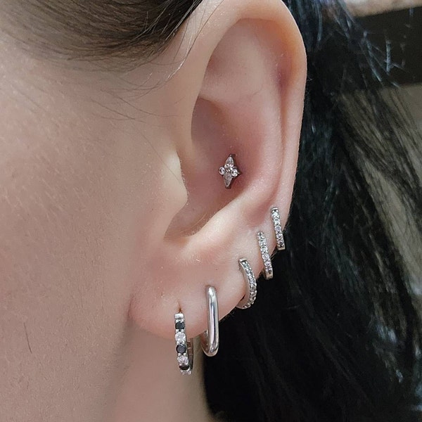 ASTM F136 Pear Star Titanium Conch Earring, Conch Labret, Internally ...