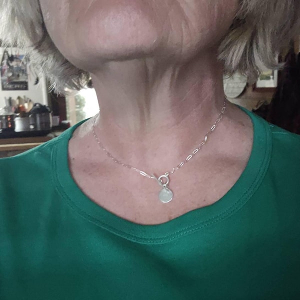 Silver Compass Necklace, Paperclip Chain Necklace With Toggle Closure ...