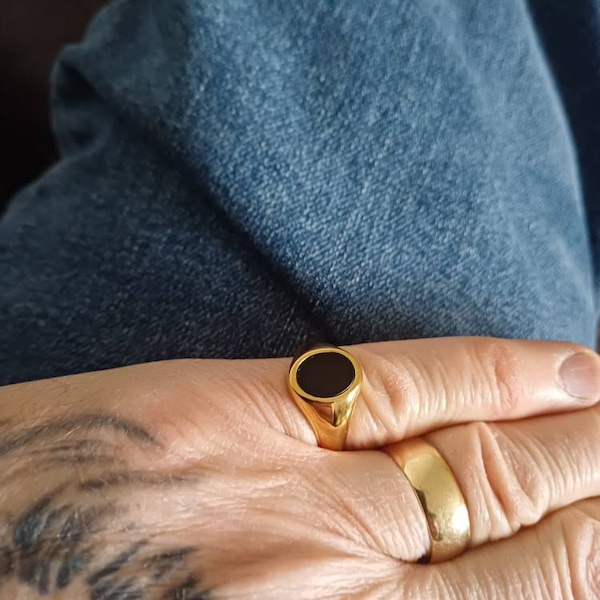 Mens Ring Gold St Michael Ring Signet Sovereign - Rings for Men, Large ...