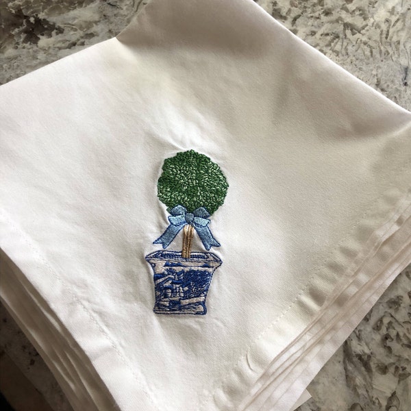 Chinoiserie Topiary Embroidery - Blue Willow - Machine Embroidery File ...