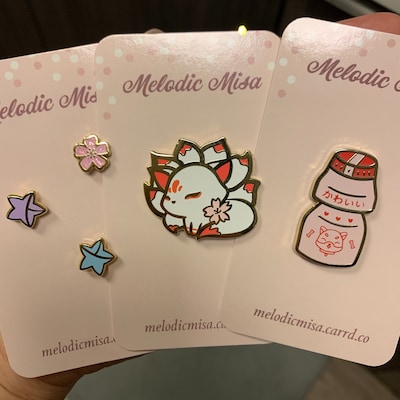 Kitsune Enamel Pin Red Kitsune Fox Enamel Pin Cute Animal Gold Badge ...